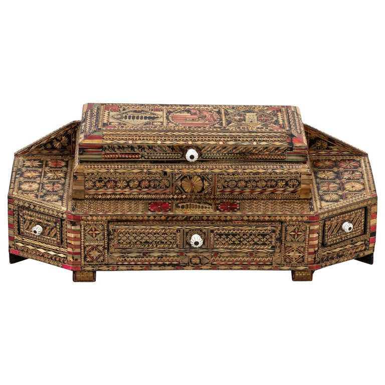 Napoleonic Prisoner of War Straw Inlay Box at 1stDibs