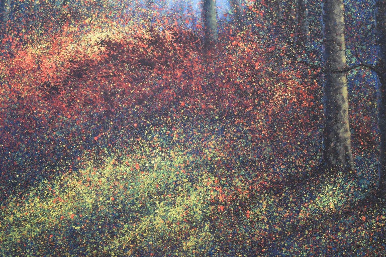 Narate Kathong - Red, Green Vivid Summer Forest-Pointillism Landscape ...