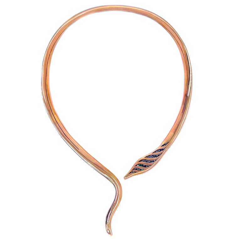 Nardi 18K Rose Gold and Diamonds Marquise Emerald Snake Drop Collar ...