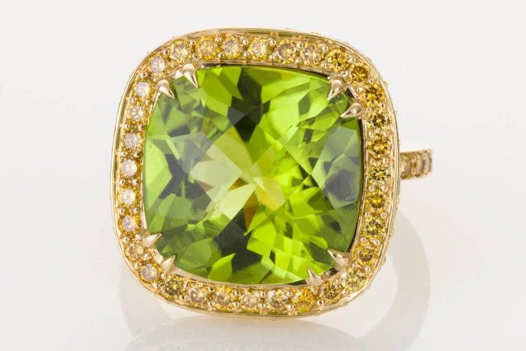 Nardi Rubellite Tourmaline, Peridot and Yellow Diamond Cocktail Rings ...