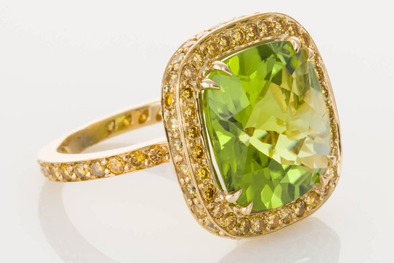 Nardi Rubellite Tourmaline, Peridot and Yellow Diamond Cocktail Rings ...
