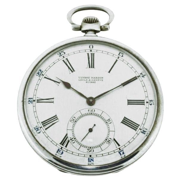 Silver and Niello Pocket Watch with Chain circa 1920s For Sale at 1stDibs