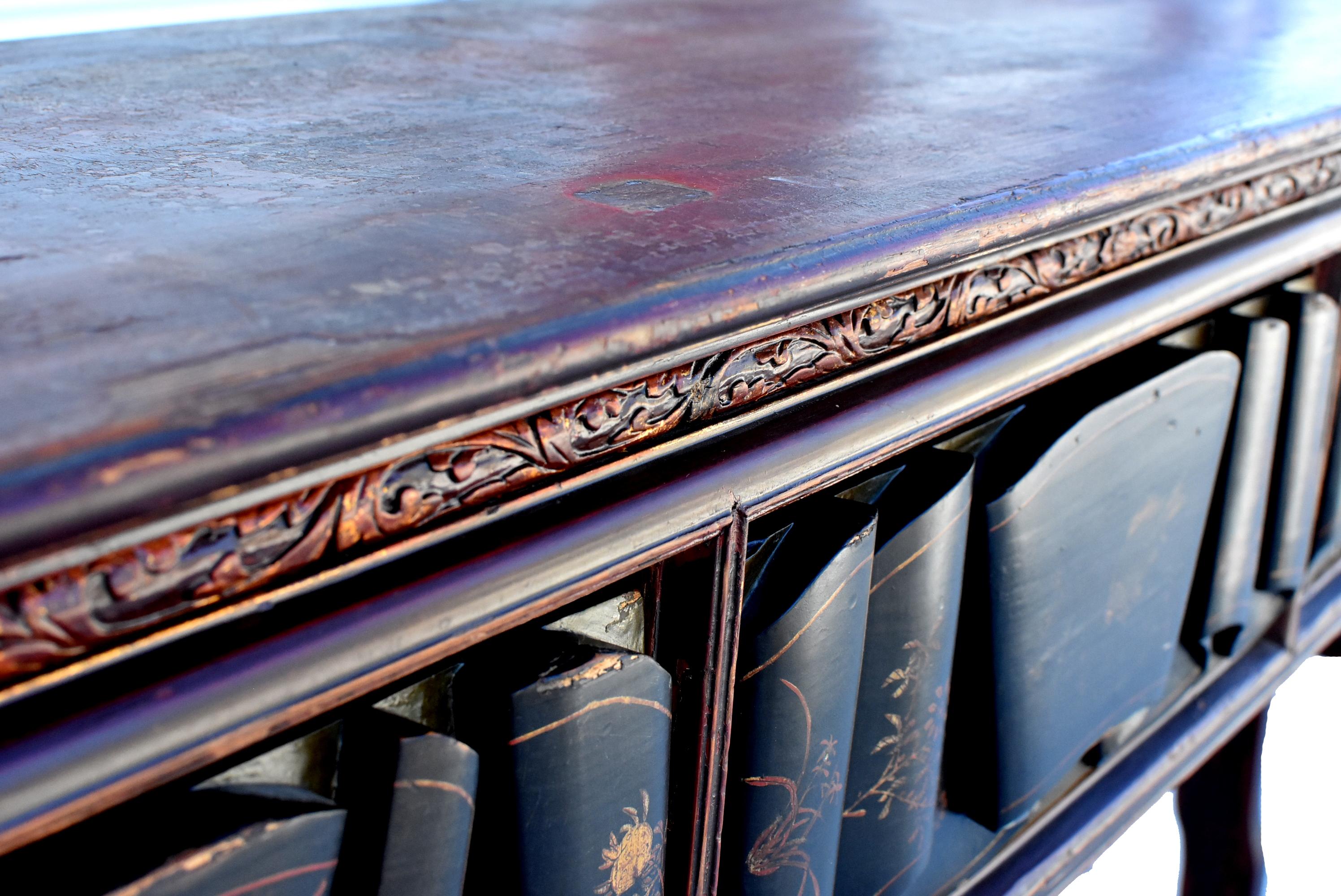Long Narrow Antique Console Table 7' with 5 Drawers at 1stDibs