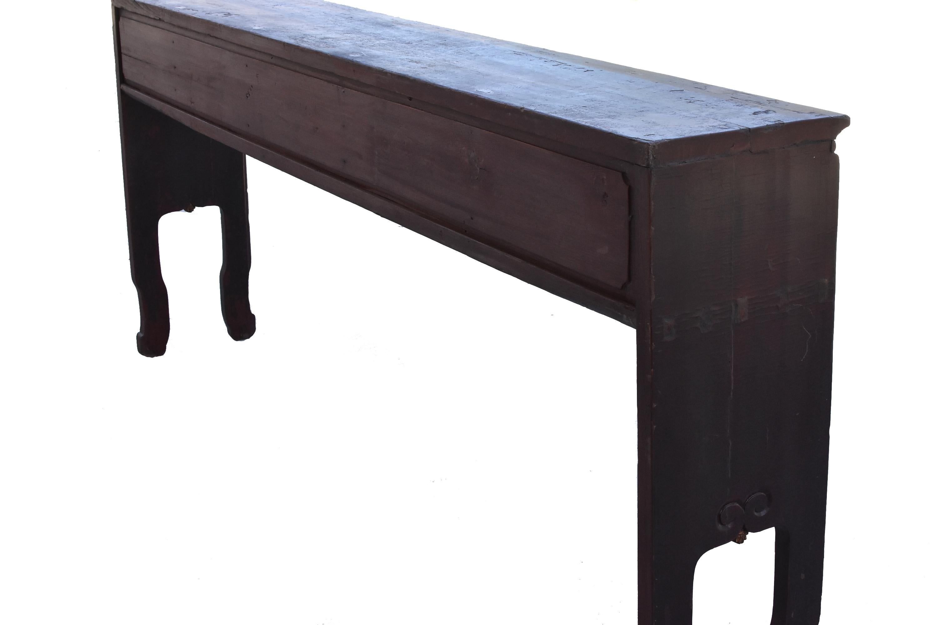 Long Narrow Antique Console Table 7' with 5 Drawers at 1stDibs
