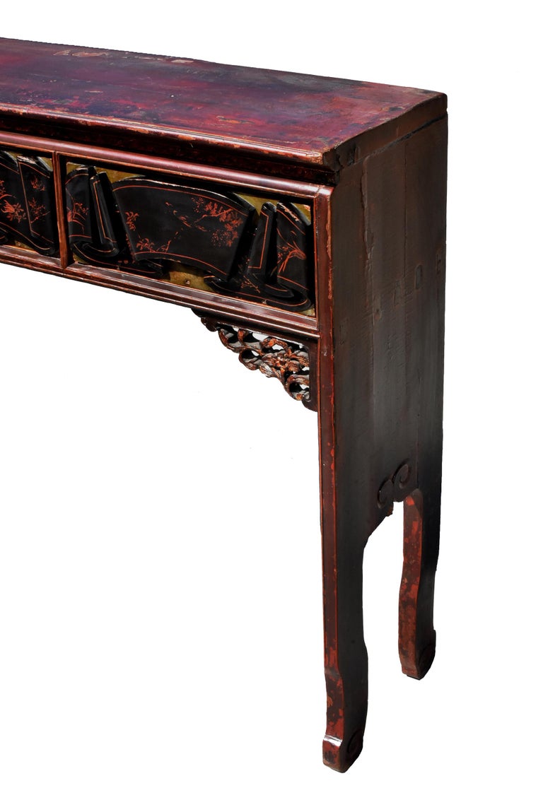 Long Narrow Antique Console Table 7' with 5 Drawers at 1stDibs ...