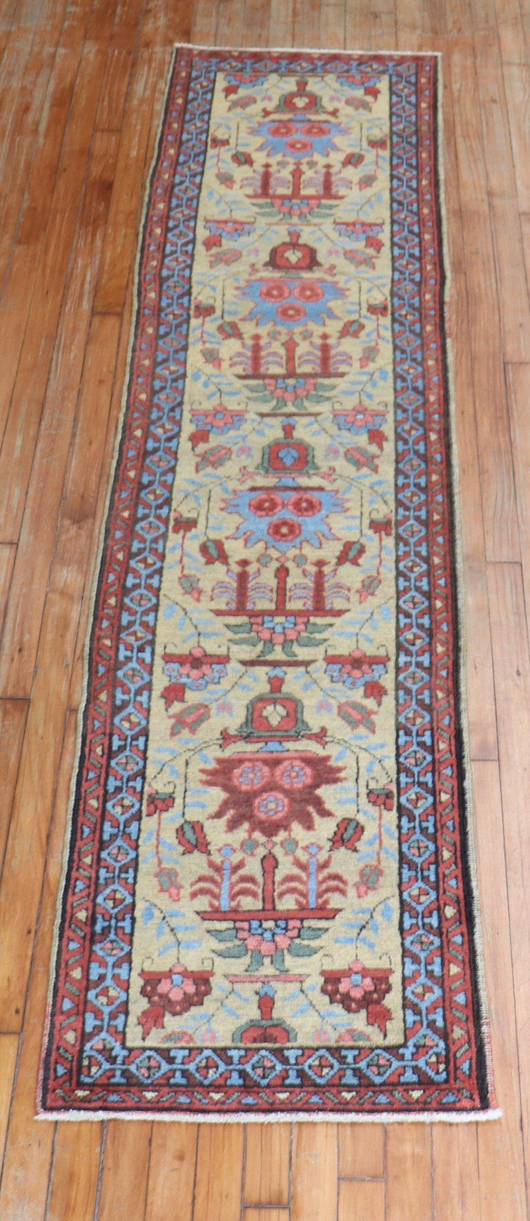 Narrow Antique Persian Heriz Runner For Sale at 1stDibs