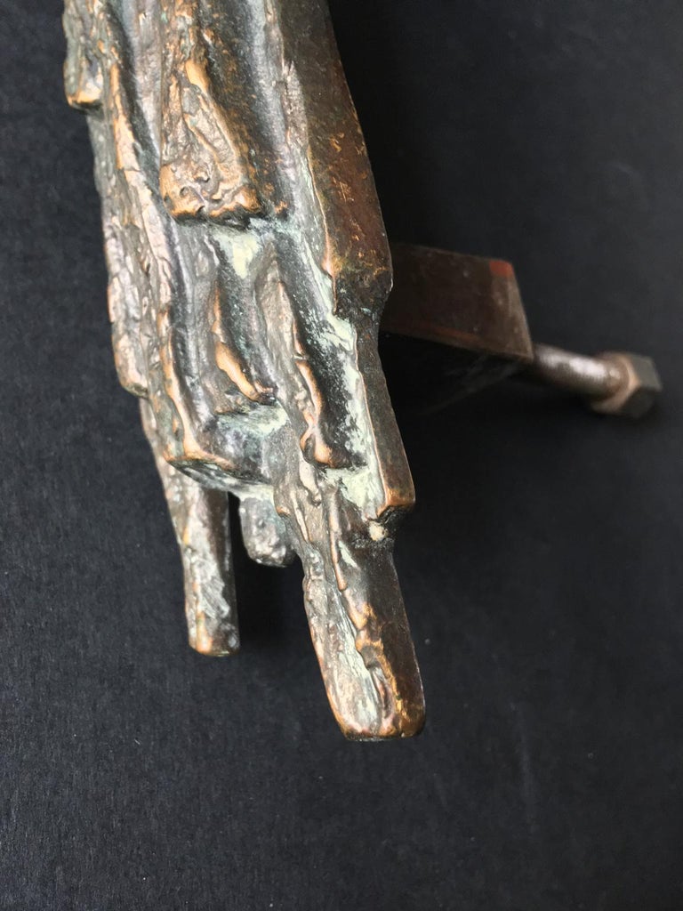 Narrow Bronze Handle with Tree Bark or Rock Design For Sale at 1stDibs