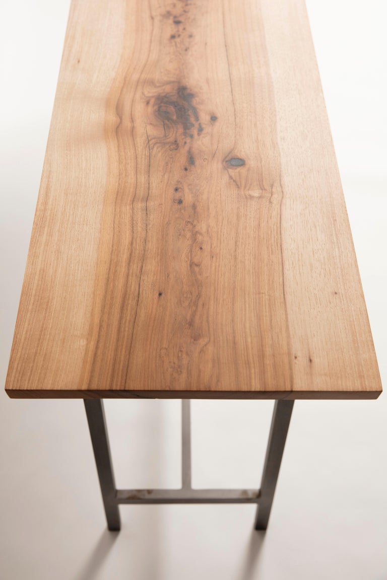 Narrow Console Table in Solid Wood and Modern Steel Base by Alabama ...