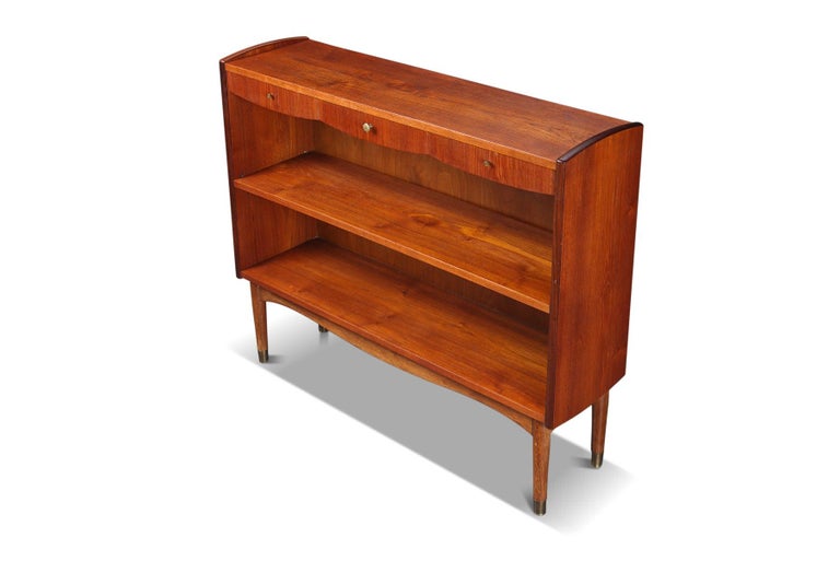 Narrow Danish Teak Bookcase with Dipped Drawers For Sale at 1stDibs