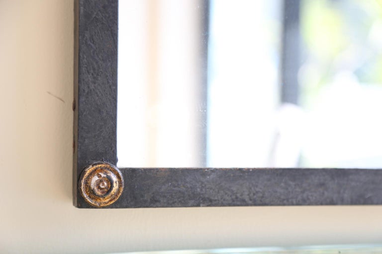 Narrow Iron Mirror with Gilt Rope Detail at 1stDibs