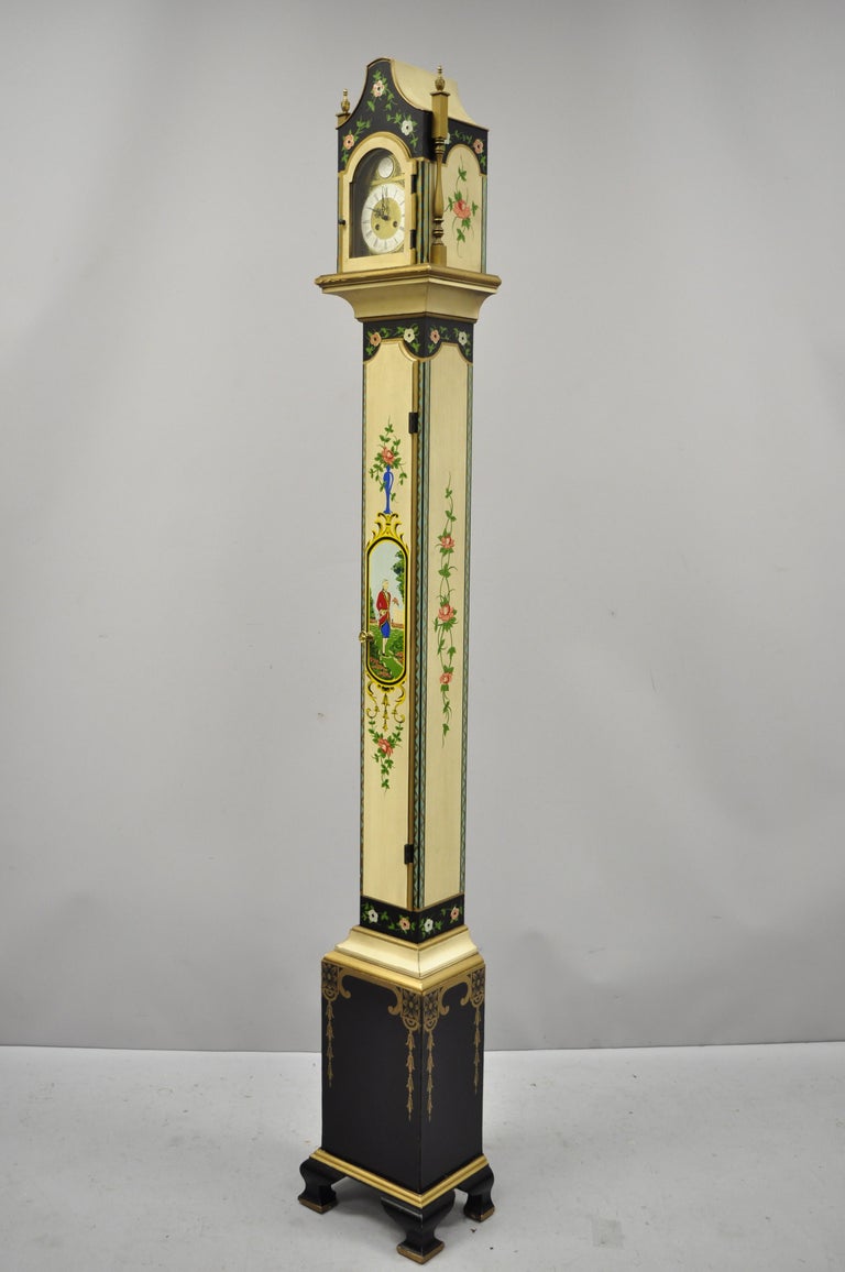 Narrow Pencil Grandmother Clock by Colonial Mfg Co Hand Painted Adams ...