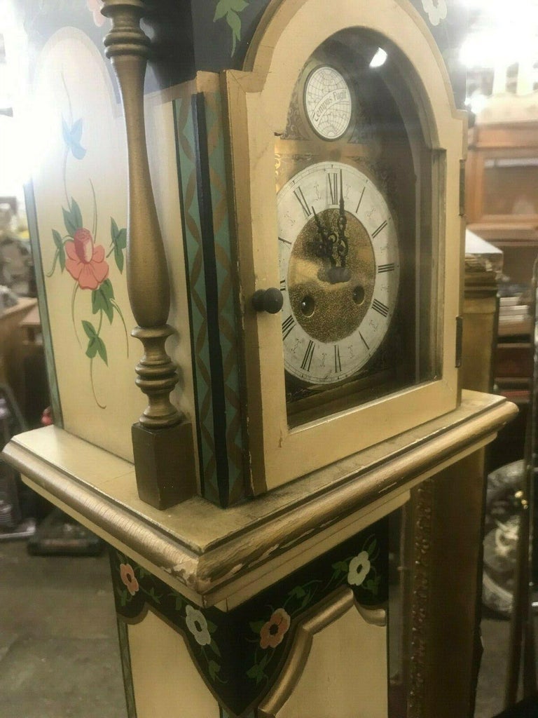 Narrow Pencil Grandmother Clock by Colonial Mfg Co Hand Painted Adams ...