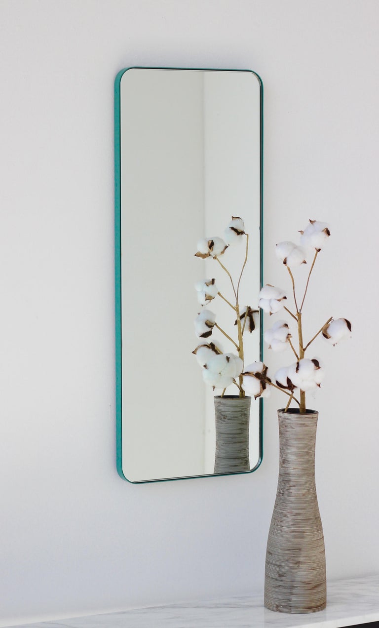 Quadris Rectangular Modern Mirror with a Mint Turquoise Frame ...