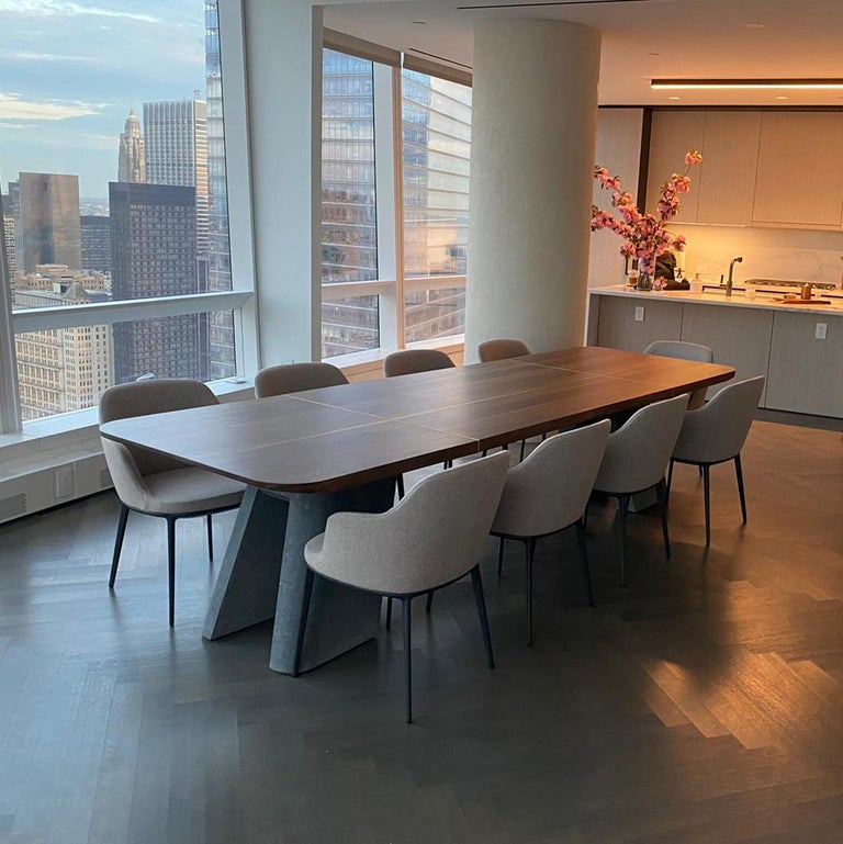 Nashii, sculptural dining table made of lava stone and solid wood by ...