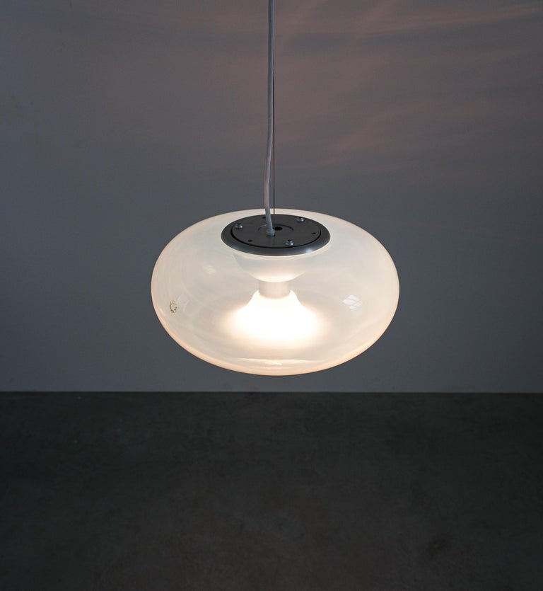 Nason for Leucos Blue Iridescent Pair Pendant Lamps, circa 1960 Italy ...