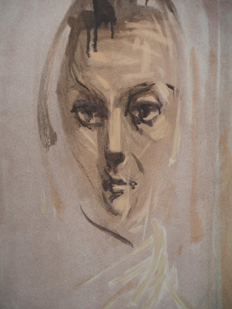 Nasser Assar - Dawn, Woman in Pink - Original lithograph, Handsigned ...