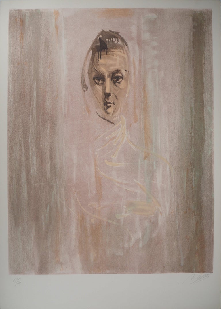 Nasser Assar - Dawn, Woman in Pink - Original lithograph, Handsigned ...