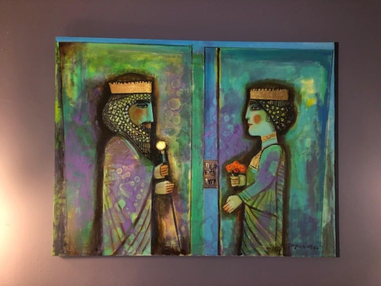 Nasser Ovissi, (Iranian, Born 1934) "Darius and Atossa" Oil on Canvas ...