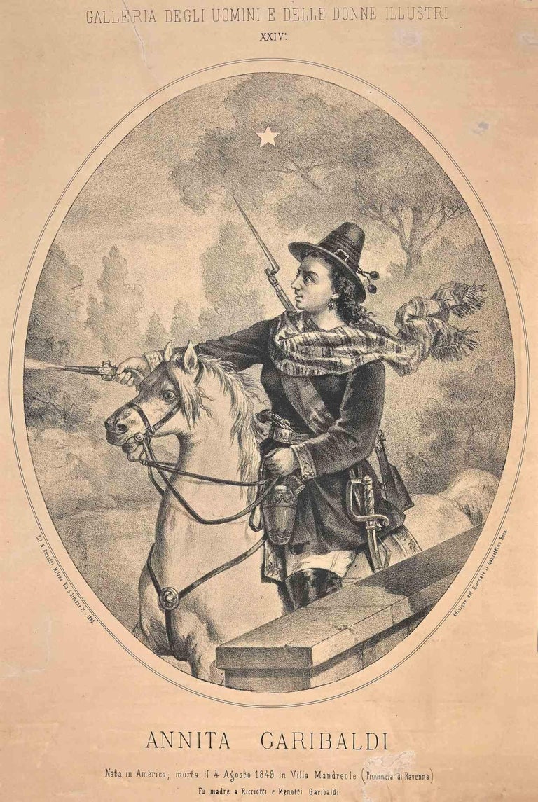 Natale Amiotti - Portrait of Anita Garibaldi Riding a Horse ...