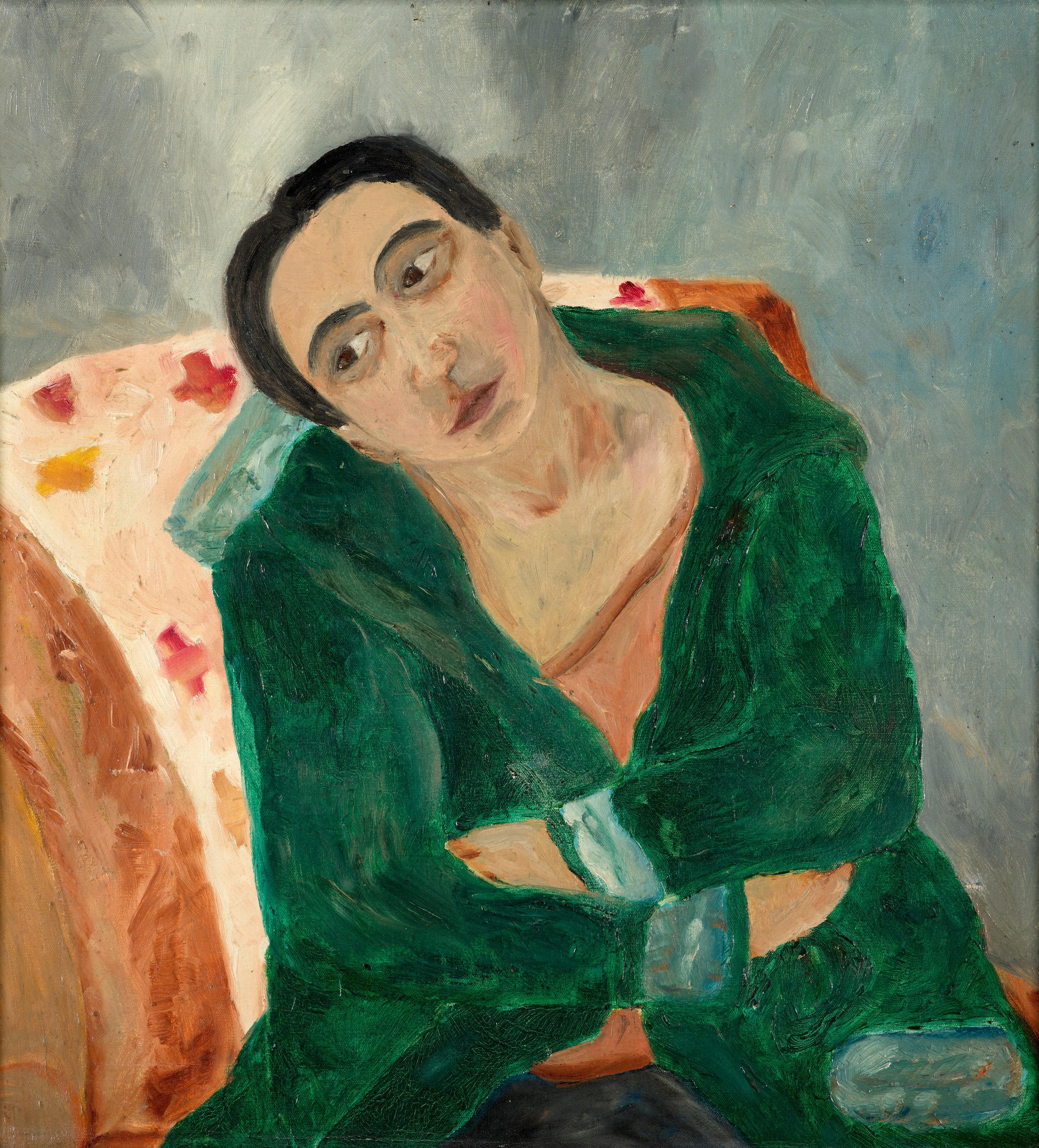 Natalia Goncharova - Self-Portrait in a Chair For Sale at 1stDibs