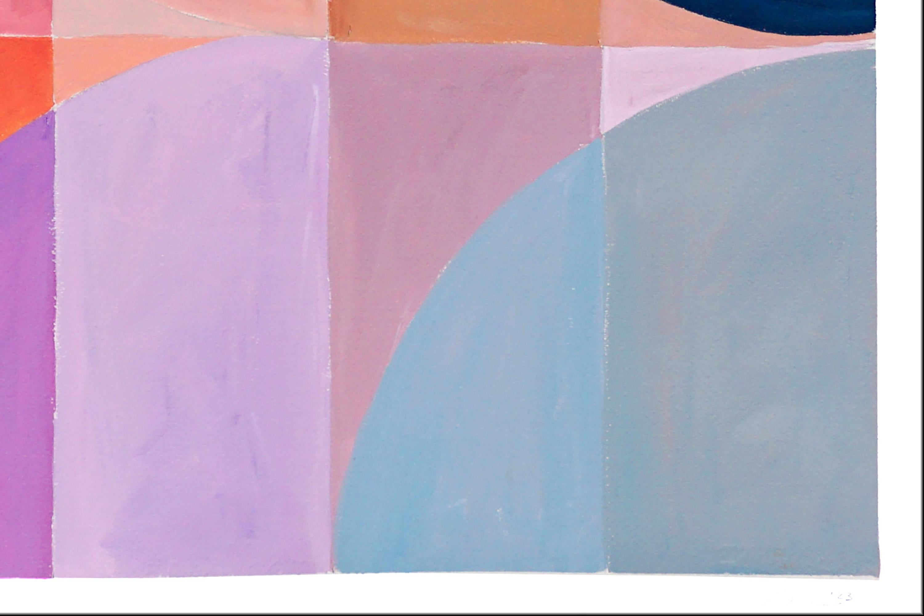 Natalia Roman - Amalfi Parasol Triptych, Abstract Fabric Pattern in Red, Yellow and Mid-Tones ...