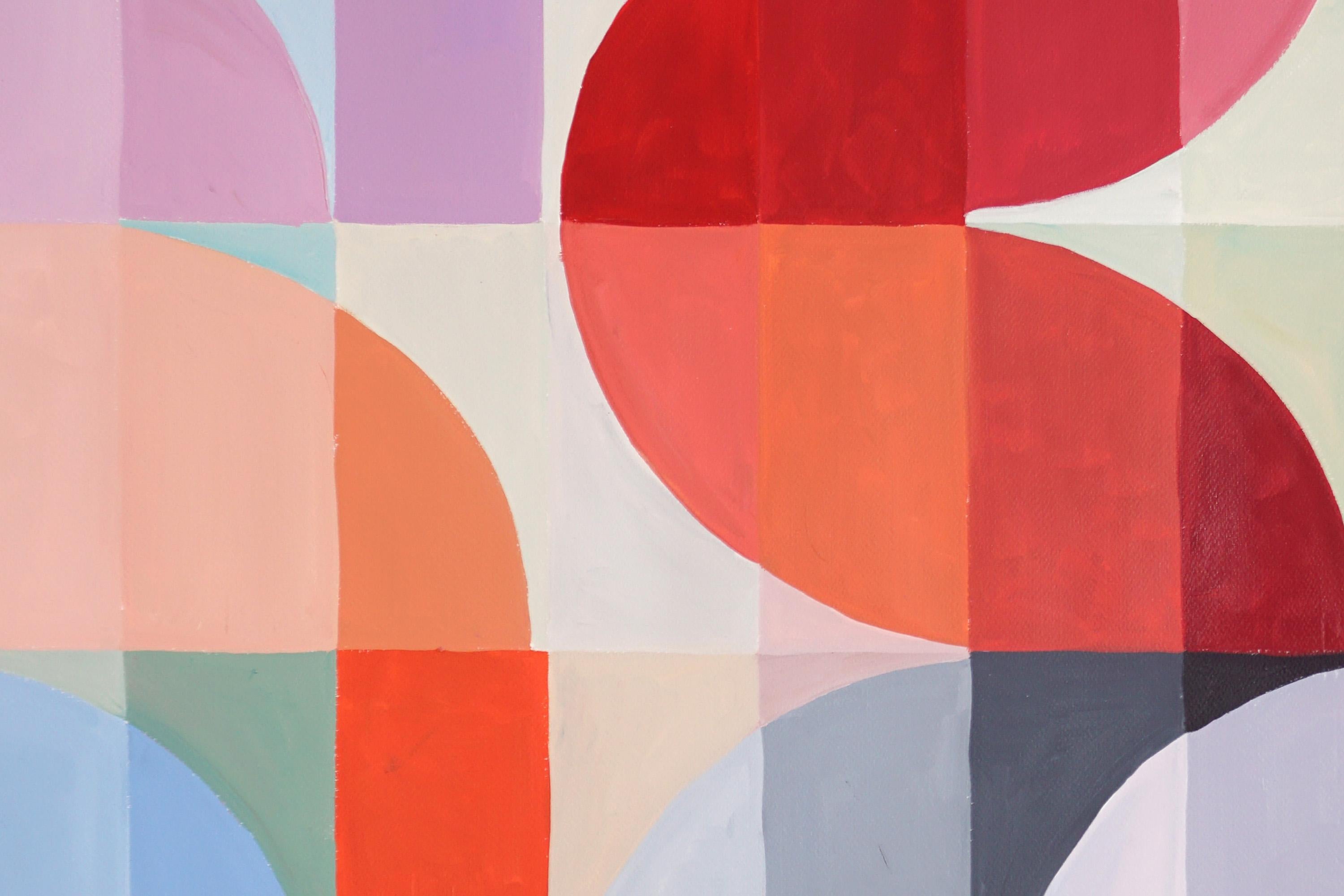 Natalia Roman - Bauhaus Red and Blue Tiles Grid, Abstract Geometric ...