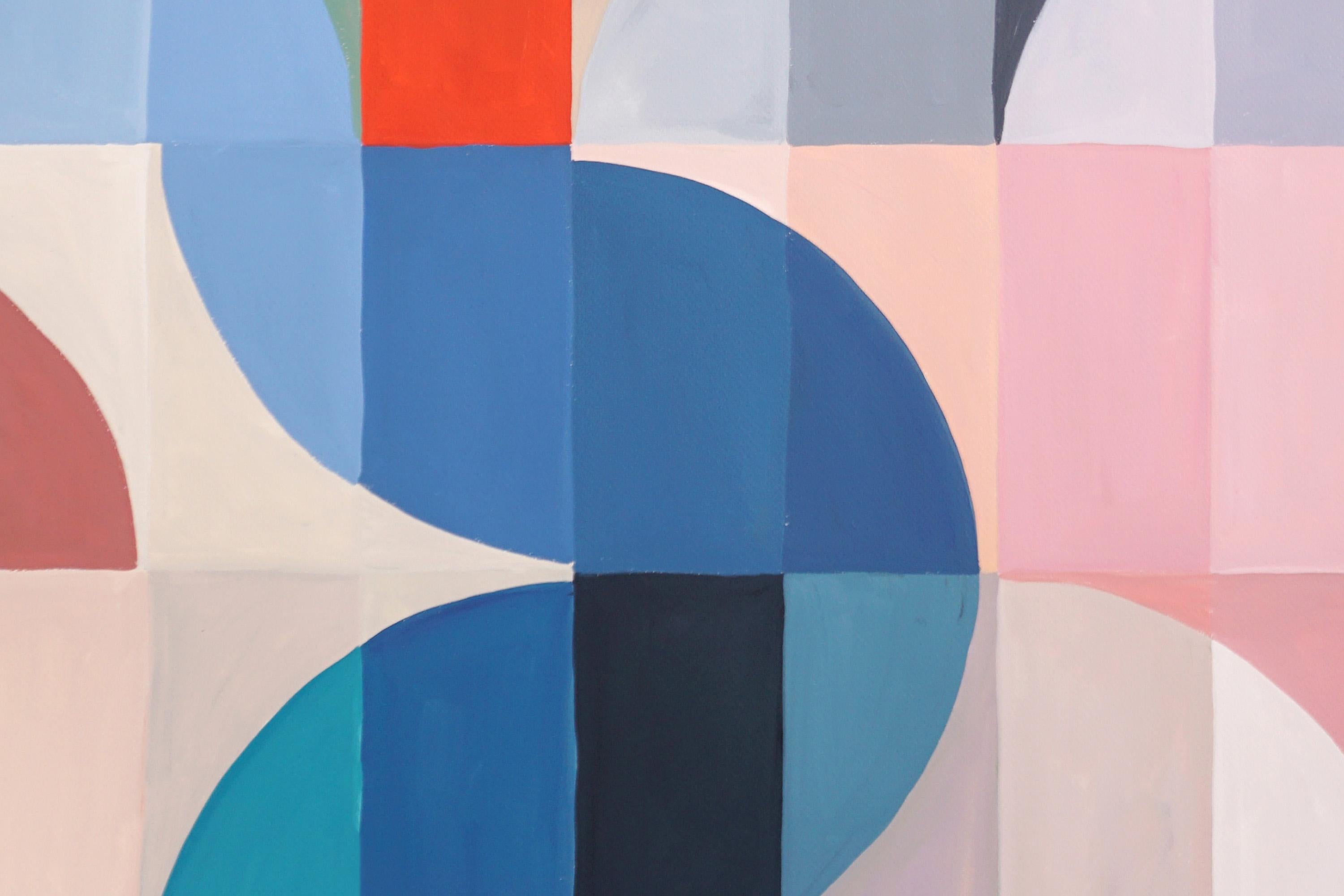 Natalia Roman - Bauhaus Red and Blue Tiles Grid, Abstract Geometric ...