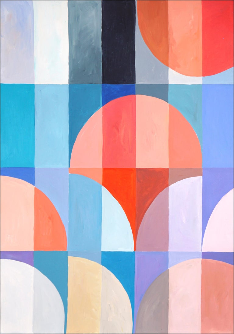 Natalia Roman - Changing Seasons in Primary Tones, Yellow, Blue, Red Bauhaus Grid Large Triptych ...