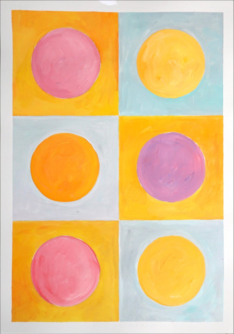Natalia Roman - Cubist Tulips, Primary Geometry Tiles Diptych, Pastel ...