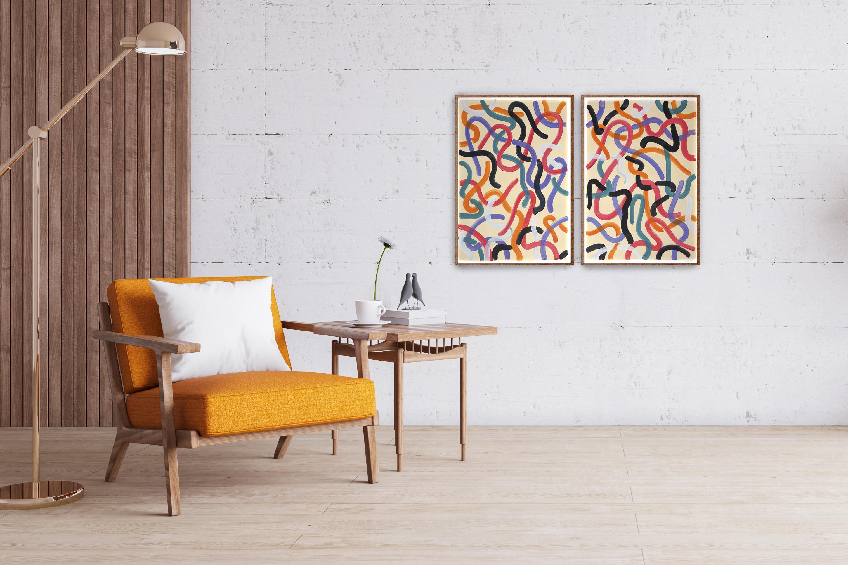 Natalia Roman - Festive Shapes on Cream, Strawberry and Purple Gestures ...