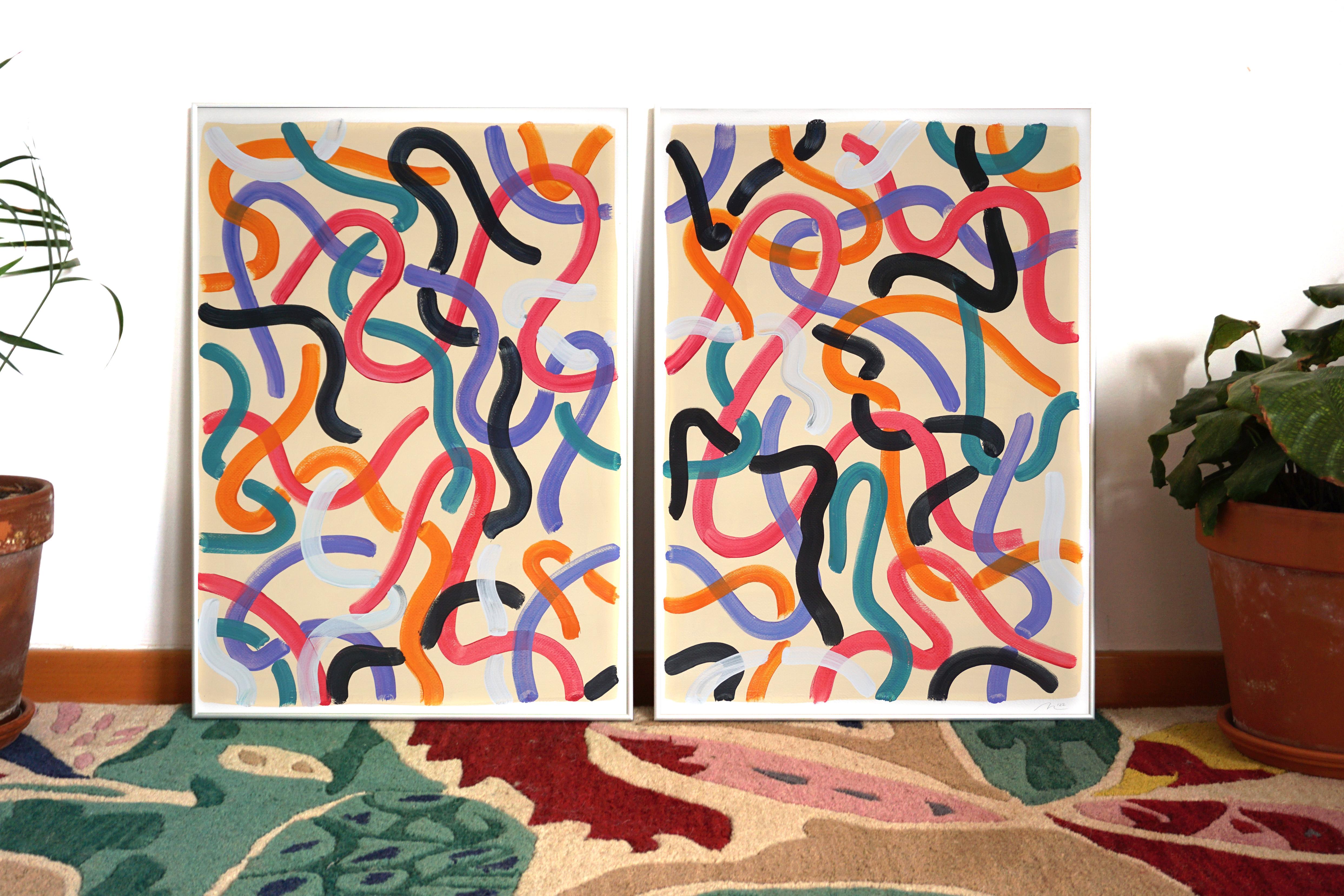 Natalia Roman - Festive Shapes on Cream, Strawberry and Purple Gestures ...