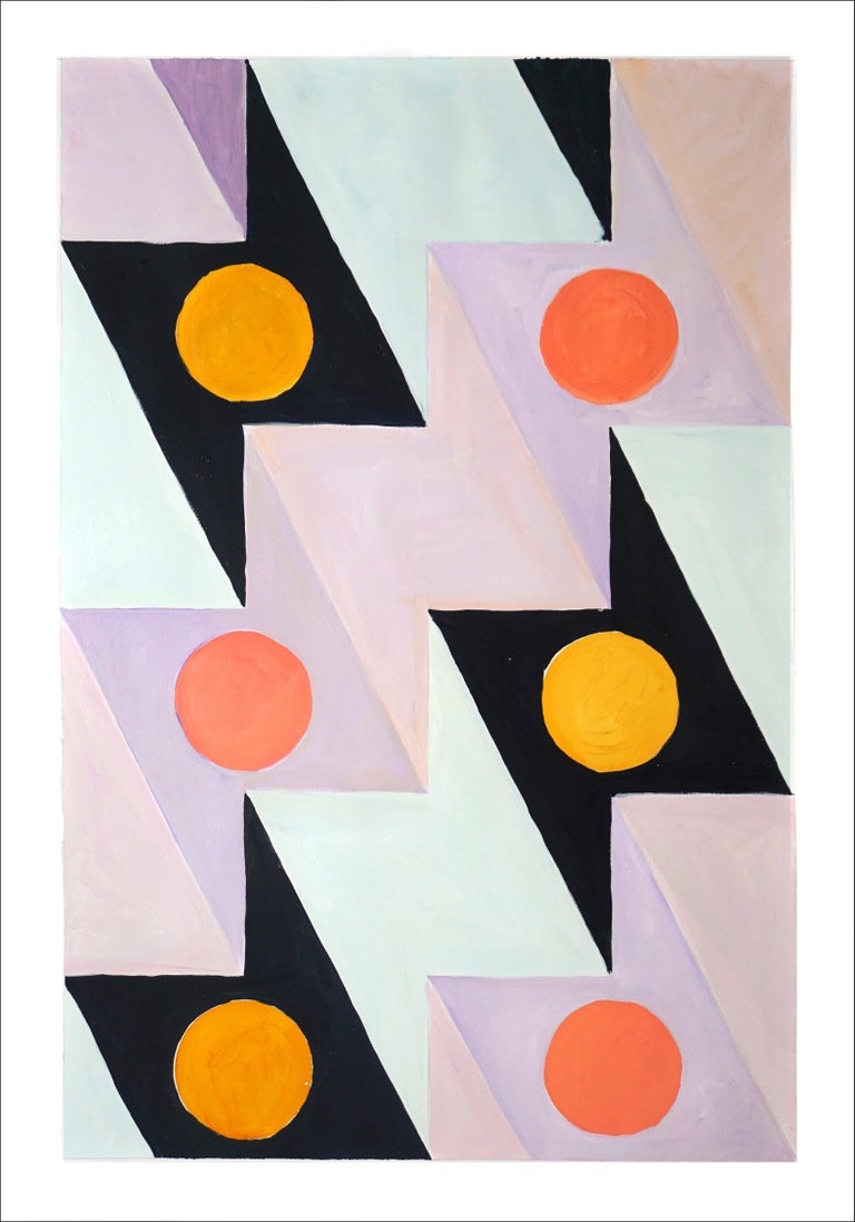 Natalia Roman - Futurist Lightning Bolt Tiles, Pattern Diptych, Pastel ...
