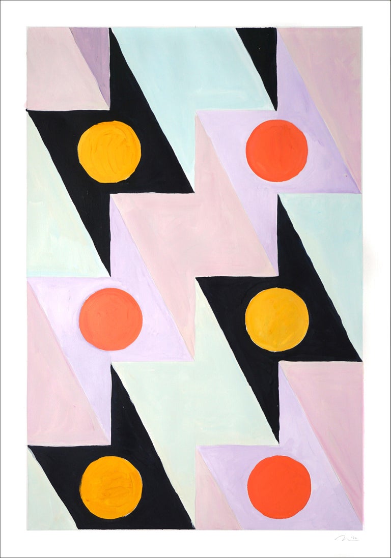 Natalia Roman - Futurist Lightning Bolt Tiles, Pattern Diptych, Pastel ...