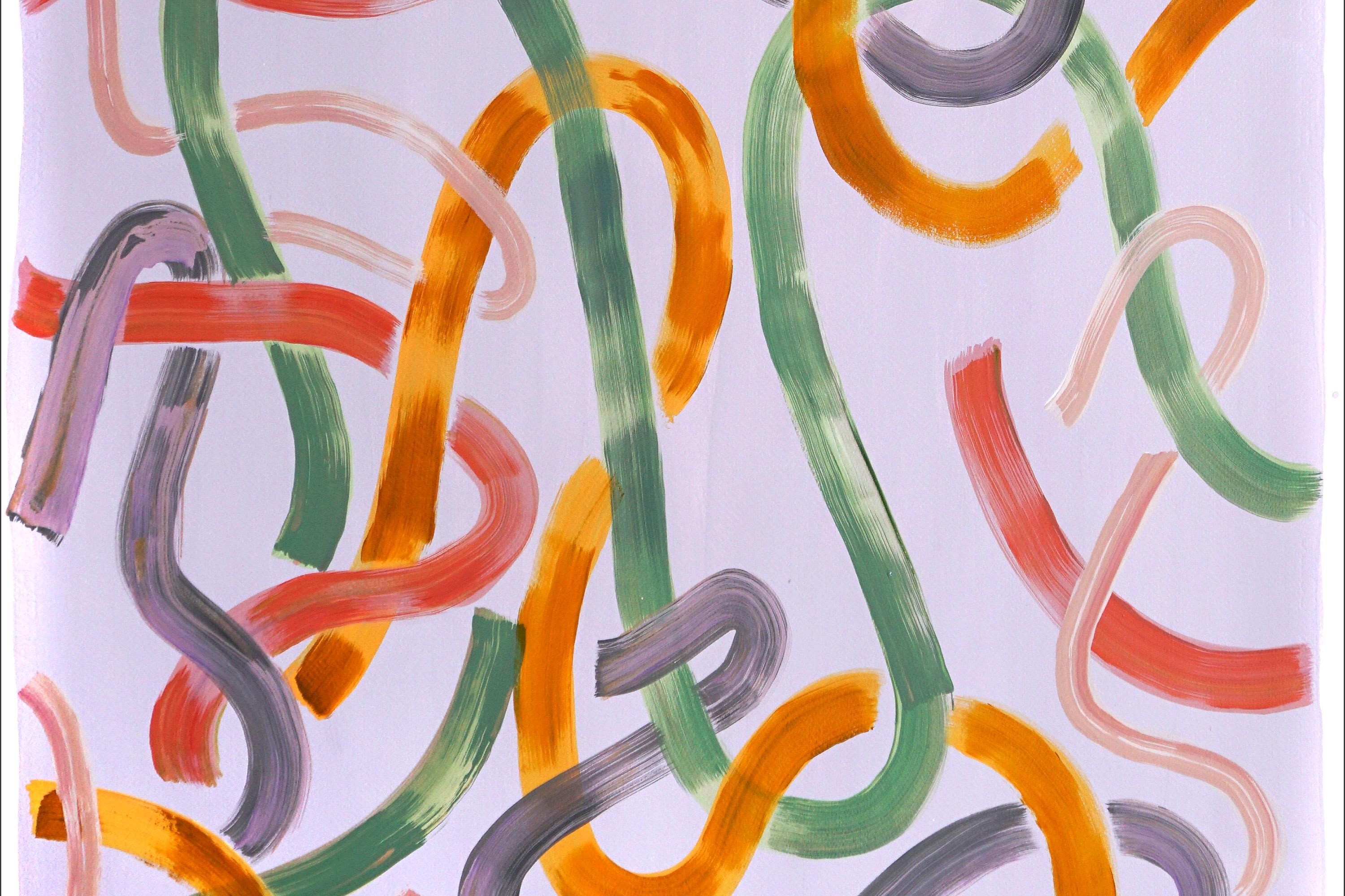 Natalia Roman - Large Abstract Diptych of Yellow Subtle Movements on ...