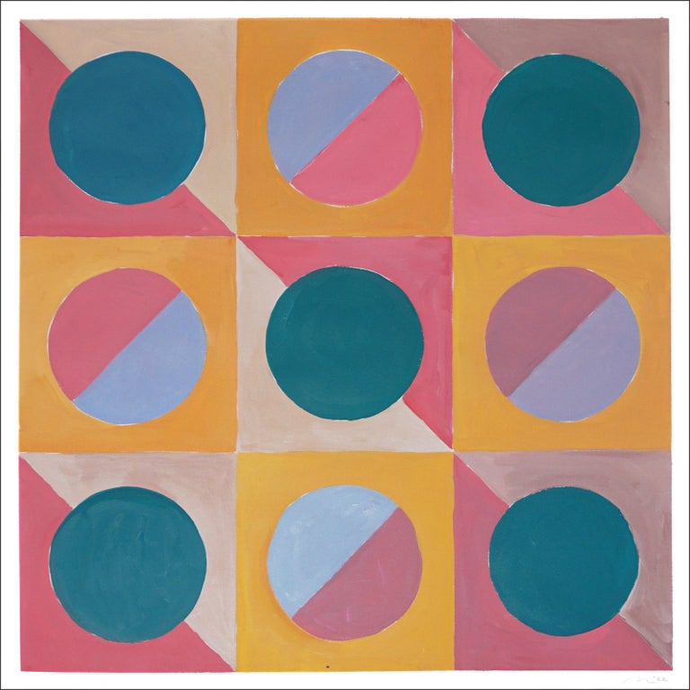 Natalia Roman - Miami Fifties Tiles, Pastel Yellow, Pink and Green, Square Circles Bauhaus ...