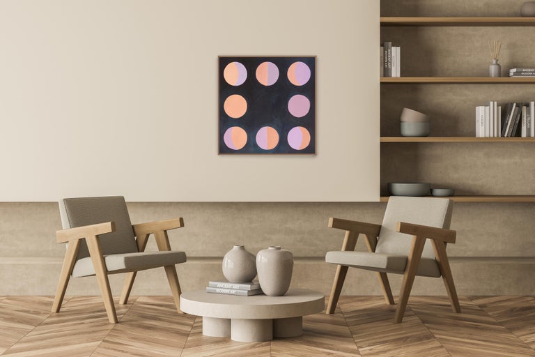 Natalia Roman - Moon Phase Scheme on Black, Mauve and Coral Circles ...