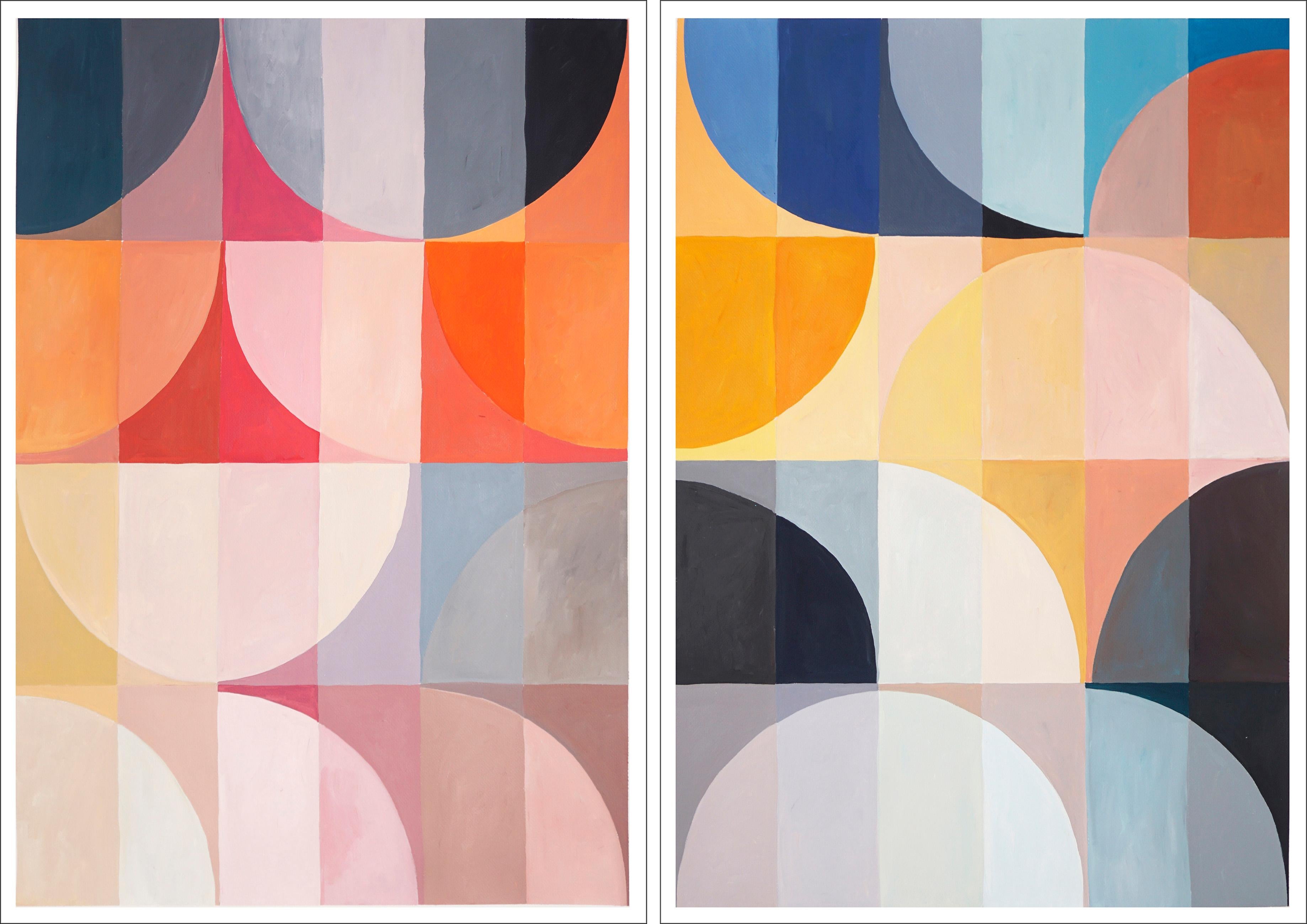 Natalia Roman - Pale Shapes, Blooming Tones, Large Bauhaus Diptych ...