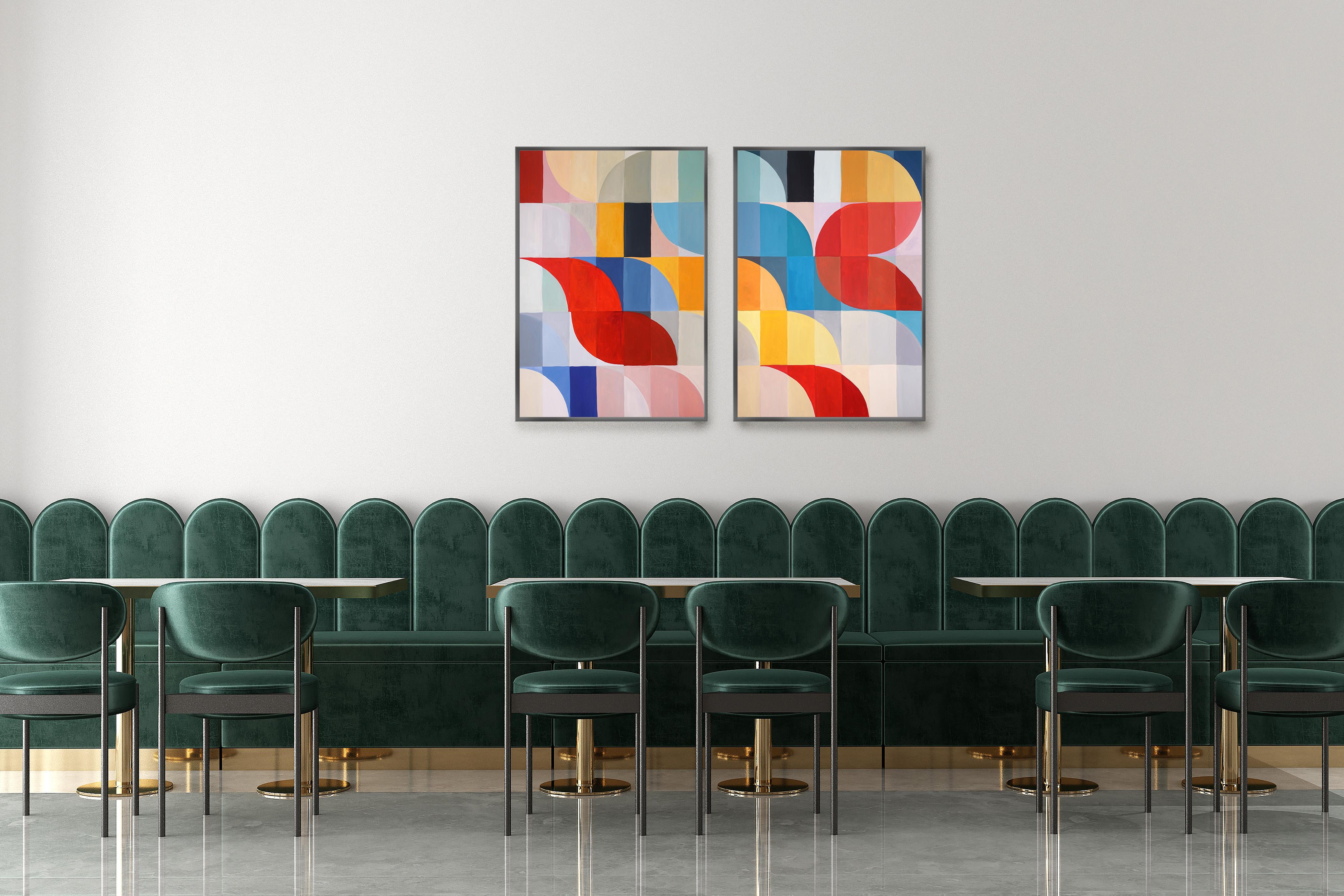 Natalia Roman - Park Slope I, Bauhaus Patterns Diptych, Primary Tones ...