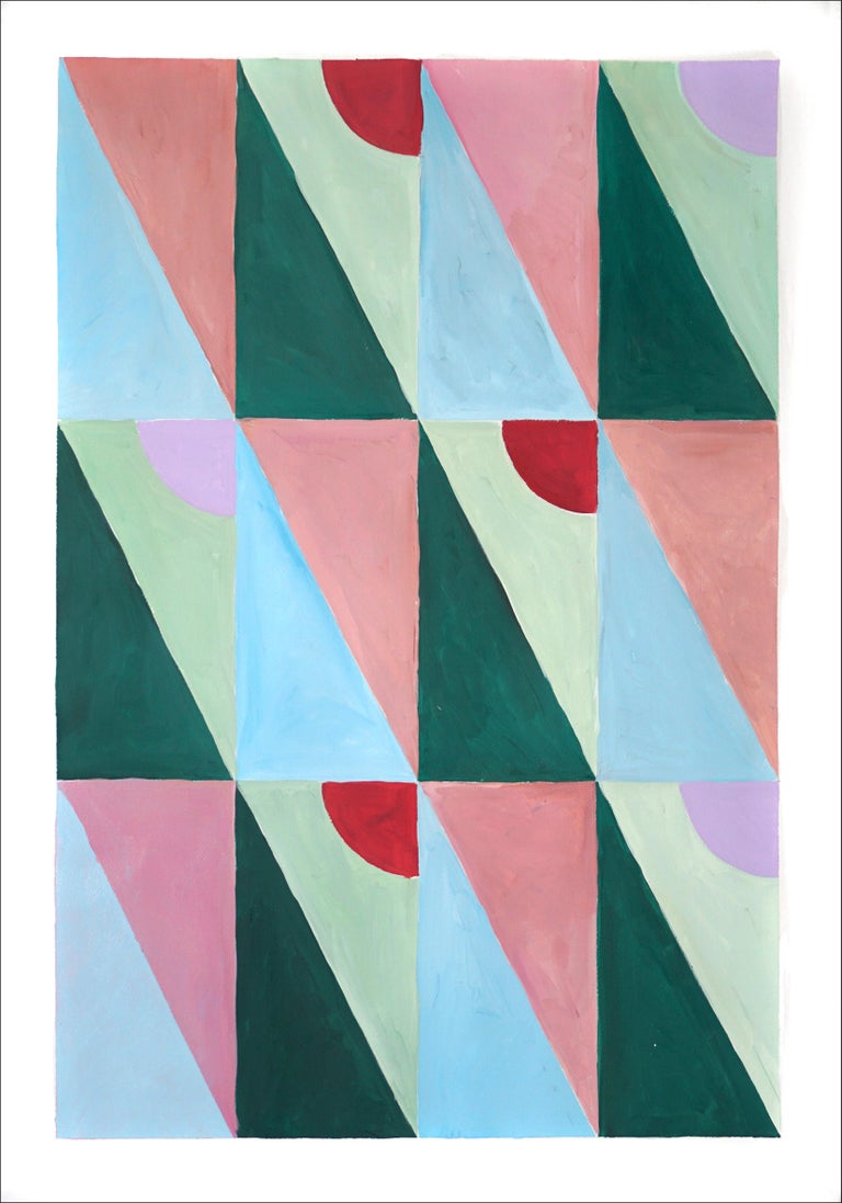 Natalia Roman - Pastel Tiles Combo Grid, Triangle Tiles Pattern Diptych ...