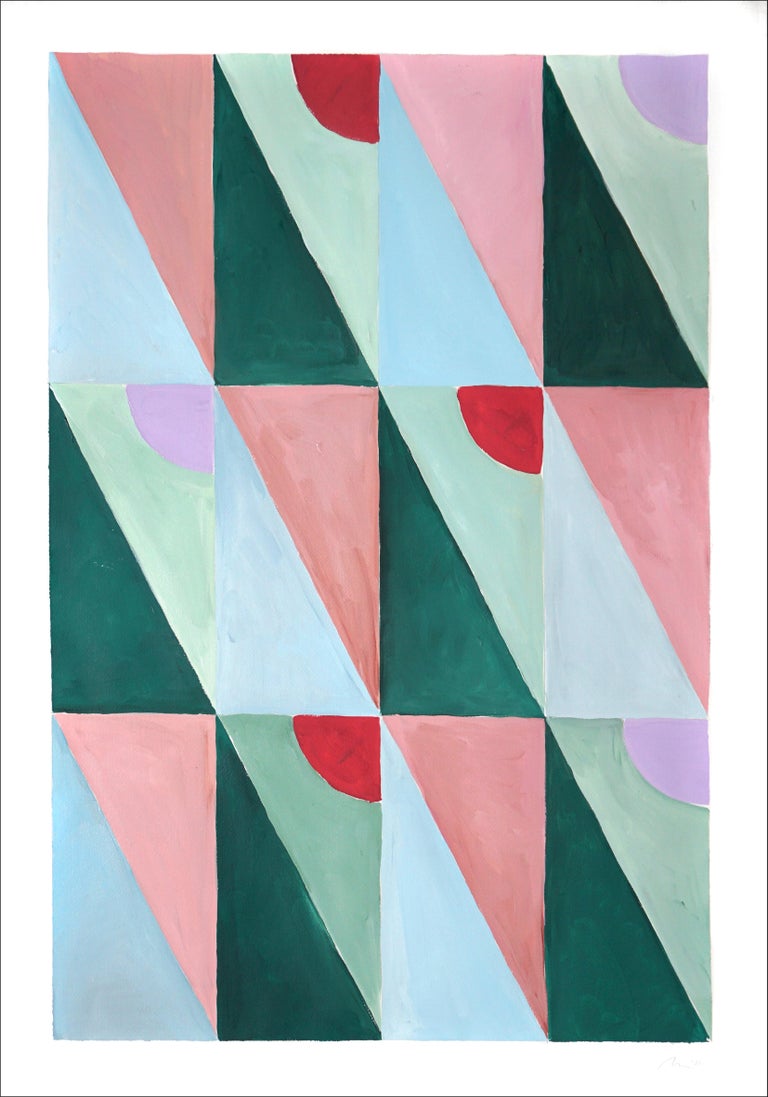 Natalia Roman - Pastel Tiles Combo Grid, Triangle Tiles Pattern Diptych ...