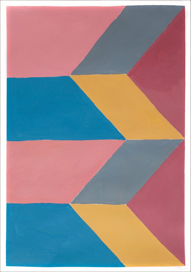 Natalia Roman – Rosa Geometrisches Altar-Diptychon, Surreale Landschaft ...