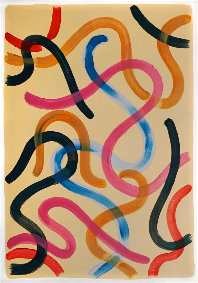 Natalia Roman - Santa Fe Dream Triptych, Urban Style Brush Strokes Red ...