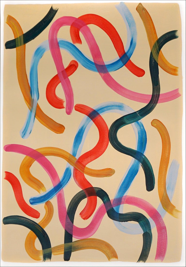 Natalia Roman - Santa Fe Dream Triptych, Urban Style Brush Strokes Red ...