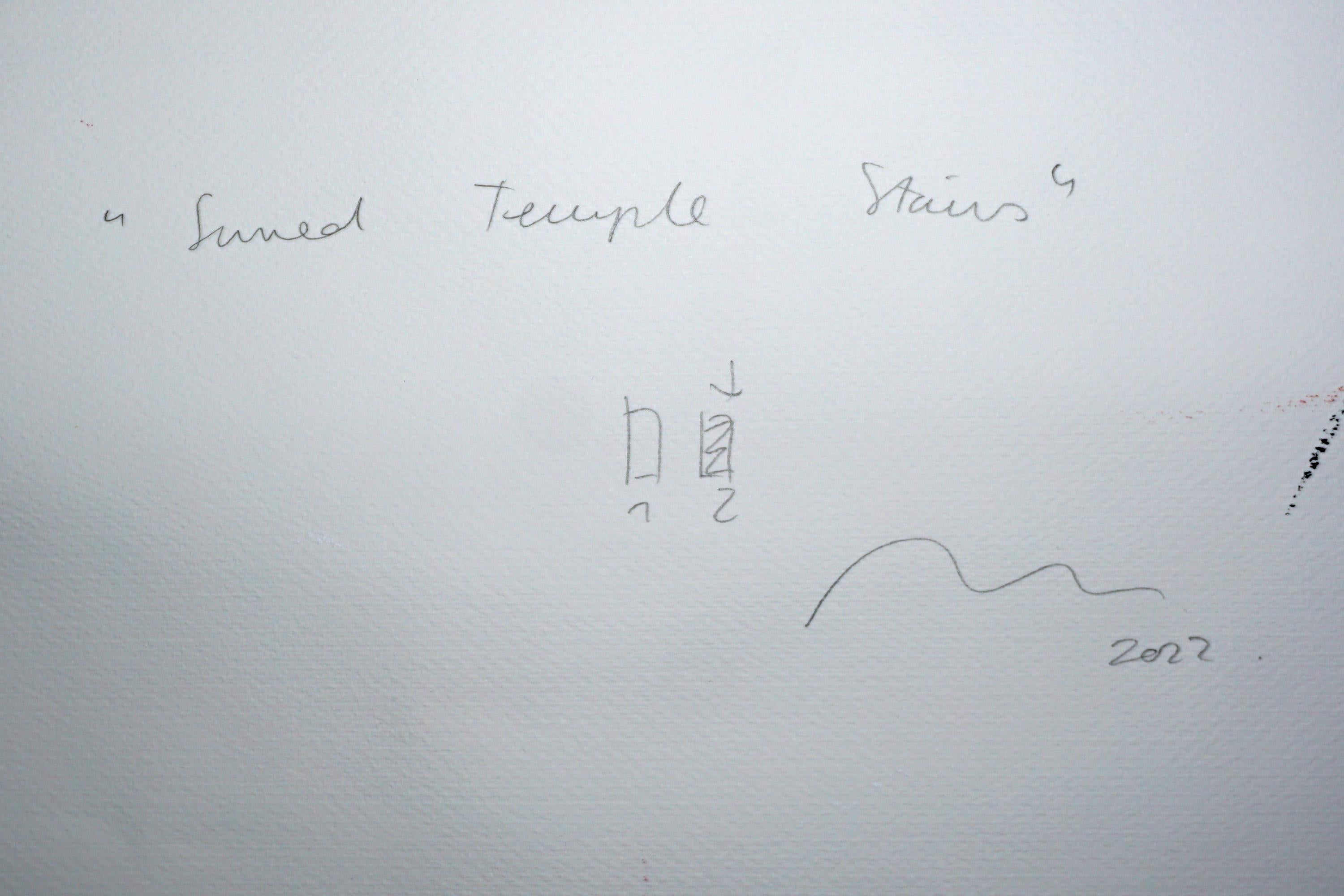 Natalia Roman - Surreal Temple Stairs, Geometric Architecture Diptych ...