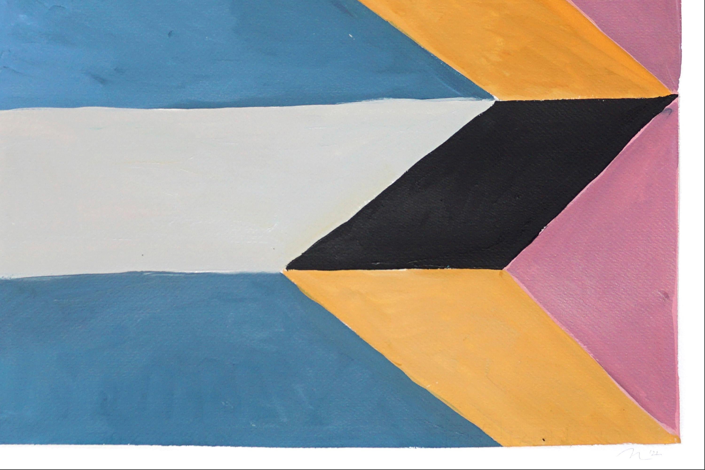 Natalia Roman - Surreal Temple Stairs, Geometric Architecture Diptych ...