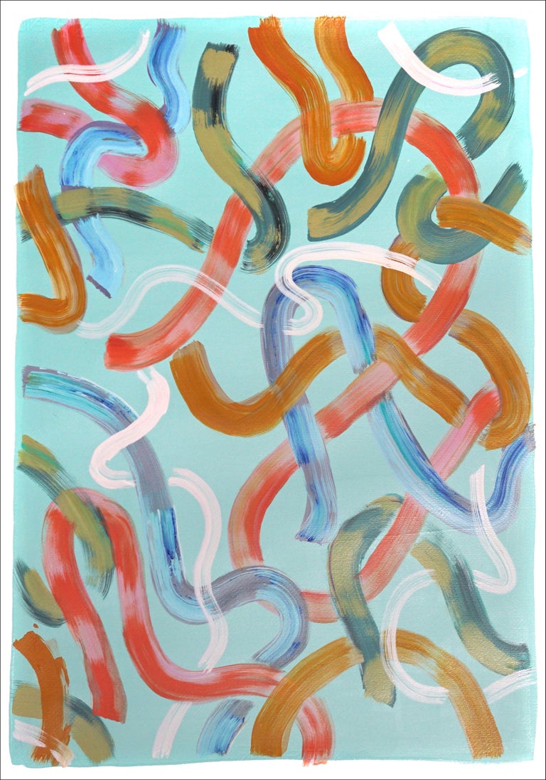Natalia Roman - Vivid Looping Lines on Turquoise, Red, Green and Ocre ...