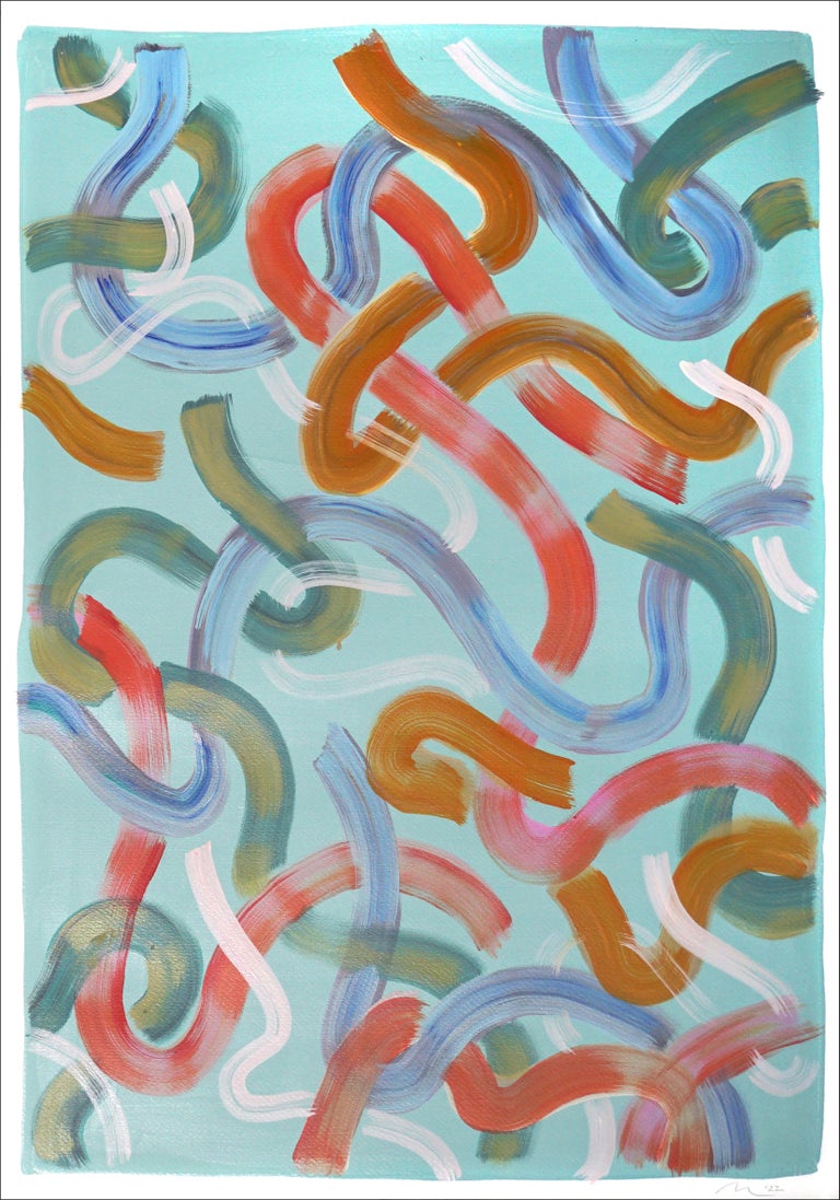 Natalia Roman - Vivid Looping Lines on Turquoise, Red, Green and Ocre ...