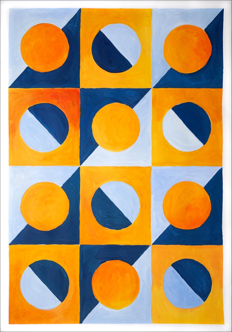 Natalia Roman - Yellow and Blue Diptych of Sunset Tiles, Modern ...