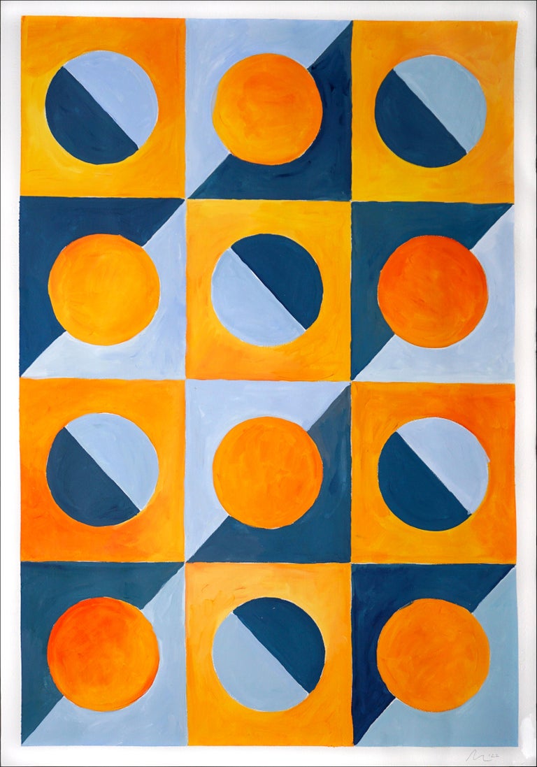 Natalia Roman - Yellow and Blue Diptych of Sunset Tiles, Modern ...