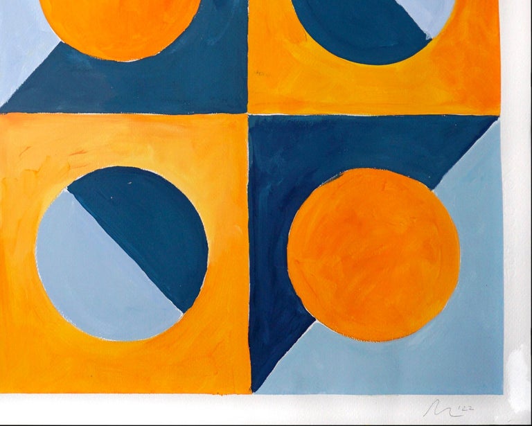 Natalia Roman - Yellow and Blue Diptych of Sunset Tiles, Modern ...